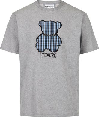 Iceberg Homme, Tops, Gris, Taille: L T-shirt &agrave; Manches Courtes en Jersey de Coton