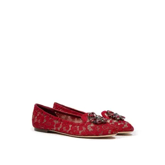 Dolce & Gabbana Womens Red Viscose Ballet Flats