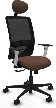 Piqueras y Crespo Stoff-B&uuml;rostuhl Zulema mit wei&szlig;en und schwarzen Armlehnen, h&ouml;henverstellbarer Lendenwirbelst&uuml;tze und festem Kopfteil, ausgestattet mit 3 Positionen, S