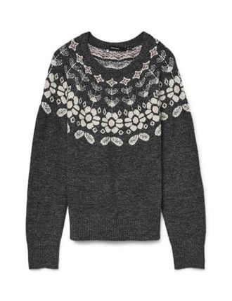 Vero Moda Pull en Maille VMSIMONE Pull-Overs Dark Grey Melange M Dark Grey Melange M