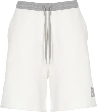 Brunello Cucinelli Homme, Shorts, Blanc, Taille: L Short de surv&ecirc;tement &agrave; logo imprim&eacute;