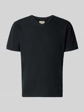 Superdry T-Shirt aus Baumwoll-Leinen-Mix mit V-Ausschnitt