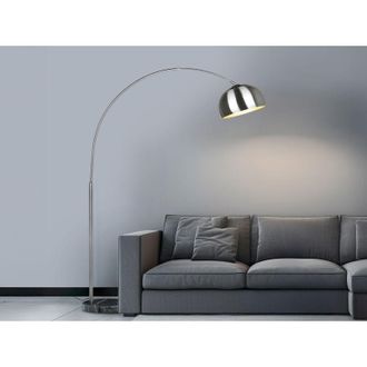 Trio Leuchten Bogenlampe argentina Silber Fu&szlig; Schwarz gro&szlig;e Ausladung, H&ouml;he 200cm