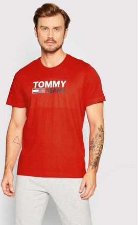 Tommy Jeans T-Shirt Corp Logo DM0DM15379 Rot Regular Fit