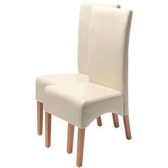 Mendler Mendler - Lot de 2 chaises Latina, salle &agrave; manger, cuir reconstitu&eacute; - couleur cr&egrave;me, pieds clairs