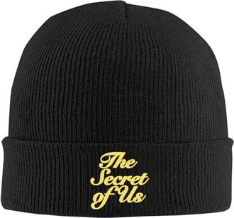Generic Chapeau dHomme, Texte cursif Jaune sur Fond Noir Hommes, Femmes Unisex Chapeau tricot&eacute; Tuque Pull Bonnet Hiver Chaleureux Cadeau de No&euml;l Ext&eacute;rieur
