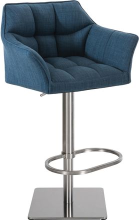 Clp Barhocker Damaso Stoffbezug I Gepolsterter Barstuhl höhenverstellbar und drehbar I Tresenstuhl mit Rückenlehne, Farbe:blau, Gestell Farbe:Edelstahl
