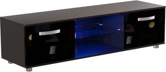 Home Discount Cosmo LED-TV-Schrank mit 2 Türen, Modern, Hochglanz, 140 cm, Schwarz