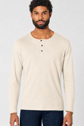 Hempage Hempage Herren vegan Longsleeve Brushed Henley Gobi Beige