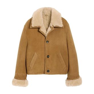 Ami Femme, Vestes, Brun, Taille: 38 FR Veste en daim &agrave; col Shearling