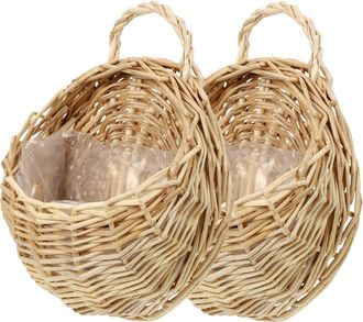 Angoily 2 Stücke Rattan Hängenden Körbe Garten Blumen Indoor Hängen Körbe Outdoor
