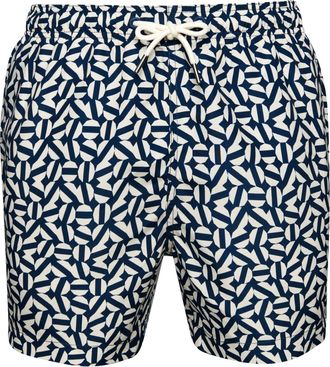 Superdry Herren Badeshorts aus recyceltem Material Marineblauer Geformter Kachelprint XL