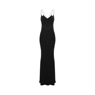 Tom Ford Cocktail-Slipkleid mit Doppeltr&auml;gern - - Dresses - Damen - Schwarzk - S