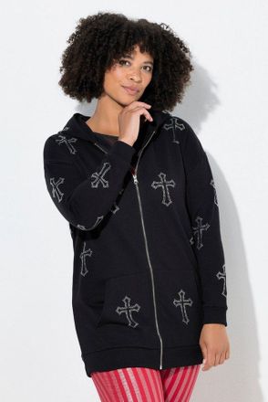 Angel Of Style Sweatjacke Sweatjacke Oversize Fit Glitzer-Kreuze Kapuze