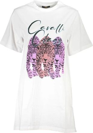 Cavalli Femme, Tops, Blanc, Taille: 44 FR Robe Courte Imprimée Graphique