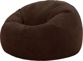 Icon Brand Kingston Sitzsack Cord, Braun, Sitzsack Erwachsene mit Füllung, Bean Bag, Cord Sessel, Lounge Sessel, Lounge Stuhl, Schlafzimmer, Wohnzimmer, Wohnzimm