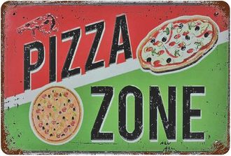 IUBBKI Fast Food Shop - Pizza-Blechschild, Metallschild, Kunst zum Aufh&auml;ngen, Eisenmalerei, Retro, Zuhause, K&uuml;che, Garten, Garage, Wanddekoration