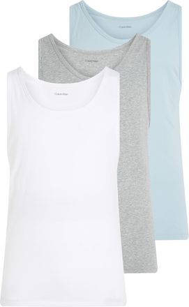 Calvin Klein Herren 3er Pack Tank Tops mit Rundhalsausschnitt, Mehrfarbig (White, Grey Heather, Sterling Blue), XS