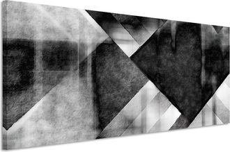 Paul Sinus Art 150x50cm Leinwandbild auf Keilrahmen Hintergrund Geometrie abstrakt schwarz weiß Wandbild auf Leinwand als Panorama