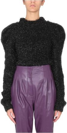 Alberta Ferretti Femme, Pulls, Noir, Taille: 40 FR Maglione Lurex Spalline