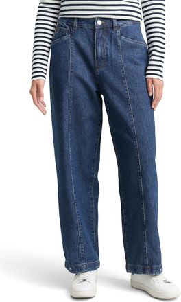 Tom Tailor Damen 1048109 TTADEA Barrel Jeans mit Verstellbarer Beinöffnung, 10114-Clean Dark Stone Blue Denim, L