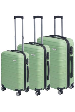Novel Reisekofferset, Hellgr&uuml;n, Metall, Kunststoff, Textil, 3-teilig, Zahlenschloss, h&ouml;henverstellbarer Teleskopgriff, 360&deg;-Rollensystem, Tragehenkel, Netzf