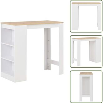 vidaXL Bartisch mit Regal Wei&szlig; 110x50x103 cm - Esstisch - Bartisch - Wohnzimmertisch - Kleiner Esstisch - Hochstuhltisch