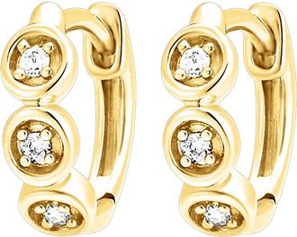 Edenly Creolen Frische - Trio Diamanten - 18 Karat Gelbgold und Diamanten