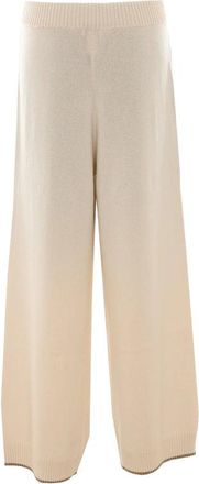 Brunello Cucinelli Flared Cashmere Trousers - Beige