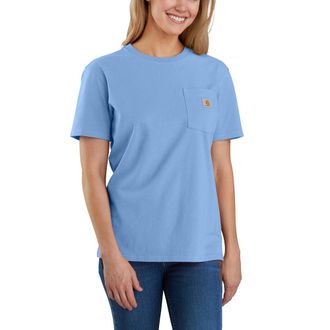 Carhartt Work in Progress Loose Fit Schwergewicht Kurzarm-T-Shirt K87 Pocket Damen Blau XS