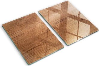 Tulup Tulup - Planche de cuisine, couvre plaque, verre planche découper, verre trempé - 2 x 40 x 52 cm - Bois