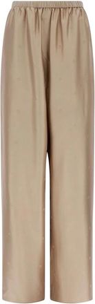 Ferragamo Femme, Pantalons, Beige, Taille: 40 FR Jacquard Silk Twill Trouser