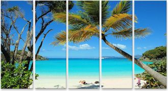 Islandburner Bild auf Leinwand Tropen Strand Karibik Palmen Bilder Wandbilder Poster IEQH-5P