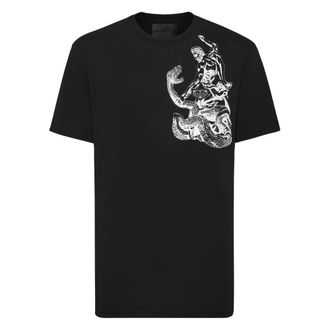 Philipp Plein Homme, Tops, Noir, Taille: 2XL T-shirt Col Rond Tattoo