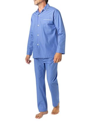 Novila Herren Pyjama blau Baumwolle & Mix unifarben