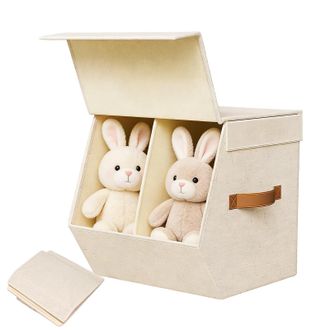 Generico Aufbewahrungskorb, quadratisch, stapelbar und faltbar, Aufbewahrungsbeh&auml;lter mit Griffen und Deckel, f&uuml;r Zuhause, B&uuml;ro, Schlafzimmer, Kleidung, Spielz