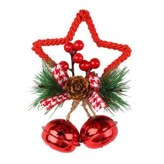 DOITOOL Weihnachtsglockenanh&auml;nger Stern mit Schleife Roter Glockenanh&auml;nger aus Sicherem Material Dekorativer Weihnachtsbaumschmuck zum Aufh&auml;ngen f&uuml;r Zuhause C