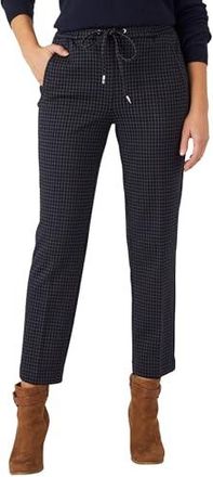 Damart Pantalon 7/8ème Enfilable Maille Milano Stretch pour Femme, Coupe Standard, Marine Carreaux, 54