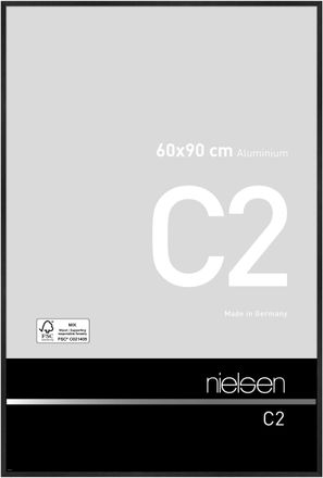 Nielsen Design Bilderrahmen, 60 x 90 cm, Aluminium, Schwarz matt, Posterrahmen zum Aufhängen im Hoch- & Querformat, Echtglas, C2