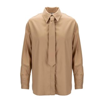 Elisabetta Franchi Hemd aus Baumwollpopeline mit Krawatte - - Blouses & Shirts - Damen - Beige - XS