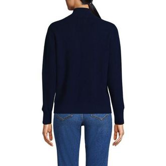 Lands End Merino-Pullover mit Rei&szlig;verschluss, Damen, Gr&ouml;&szlig;e:44-46 regular, Blau, Wolle, by Lands End