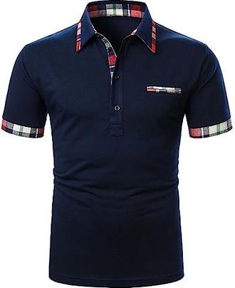 Generic Polo pour homme 5XL avec poche poitrine - Polo pour homme &agrave; manches courtes avec poche - Polo homme XXL coupe droite - Polo noir pour homme XL - Polo 