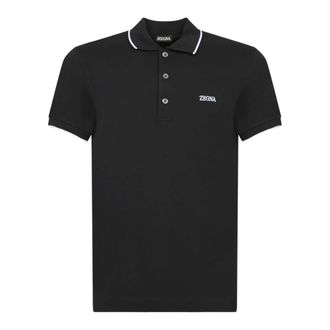 Ermenegildo Zegna Homme, Tops, Noir, Taille: M Polo en coton stretch