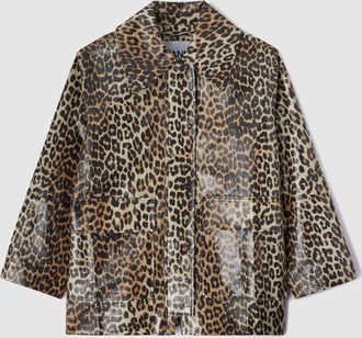 Ganni Veste Laminated cotton canvas Almond Milk