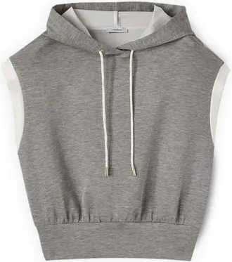 Motivi Femme, Sweatshirts et sweats &agrave; capuche, Gris, Taille: 38 FR Sweat &agrave; Capuche &agrave; Manches Courtes avec Fermeture &Eacute;clair