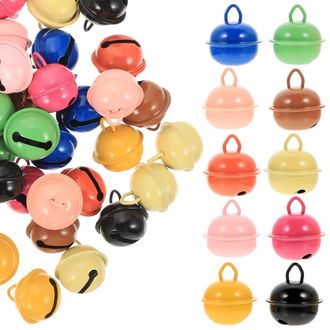 Pretyzoom 40 St&uuml;ck Bunte Metall Selbstgemacht Glocken Kleine Tragbare Weihnachtsdekorationen Verschlei&szlig;feste Bastelglocken f&uuml;r Baum und Partydeko