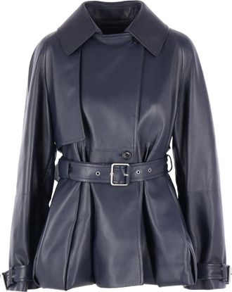 Loewe belted leather jacket - Blau