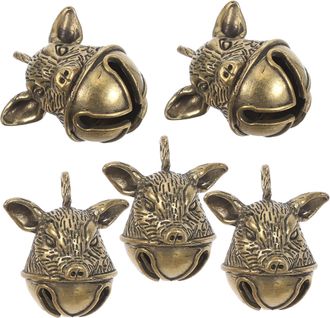 BESPORTBLE 5 St&uuml;ck Teiliges Messing Schweinchen Vintage Chinesisches Tierkreiszeichen Anh&auml;nger mit Klarem Klang Dekorative Schl&uuml;sselanh&auml;nger und Rucksack Charms 
