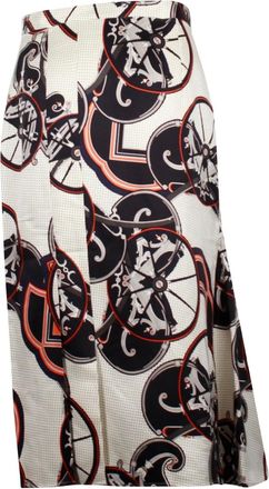 Hermès jupe mi-longue à imprimé graphique - Blanc