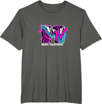 Giesswein Music Television Retro 80s Neon Zebra Print Splatter T-Shirt
